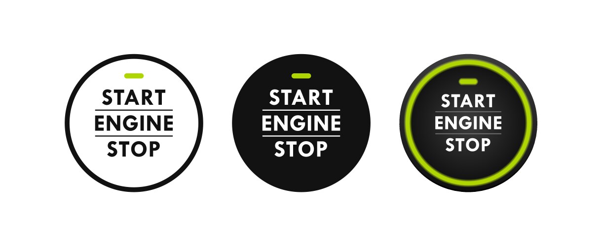 Start stop engine button set starting Royalty Free Vector