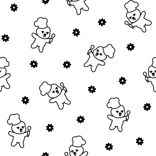 Cute baby girl seamless pattern coloring page Vector Image