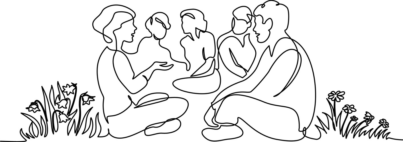 Single continuous line drawing a group of arab Vector Image