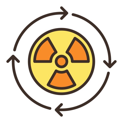 Arrows with radiation symbol nuclear zone colored Vector Image