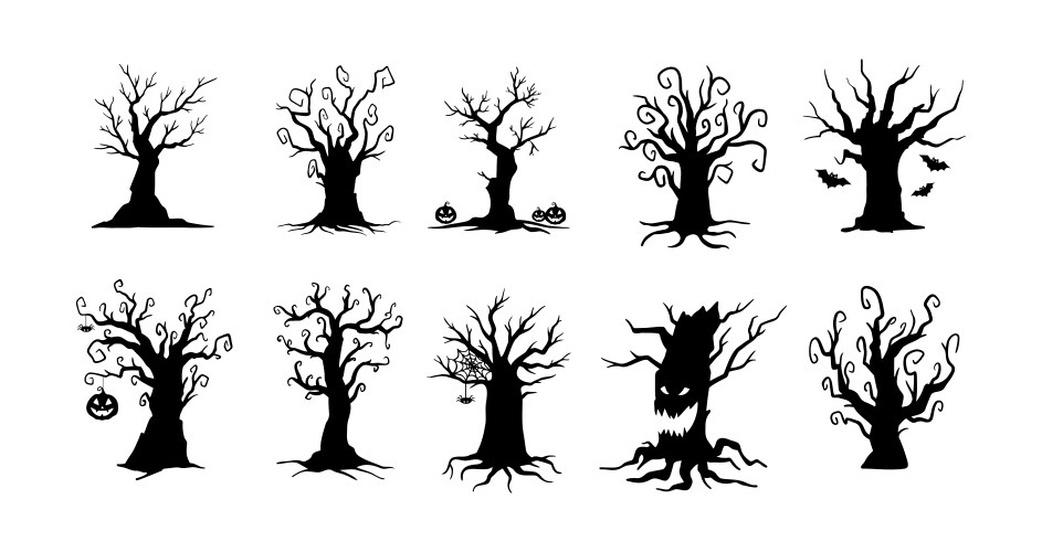 Spooky Tree Outline Vector Images (over 1,200)