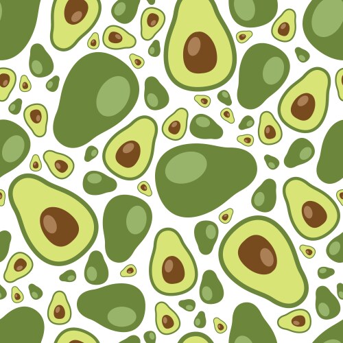 Avocado Fruit Seamless Pattern On Black Background