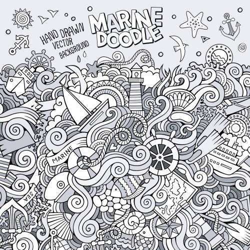 Ocean doodles Royalty Free Vector Image - VectorStock
