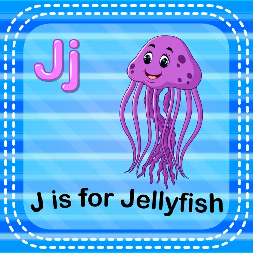 Cute zoo animal alphabet j for jelly fish Vector Image