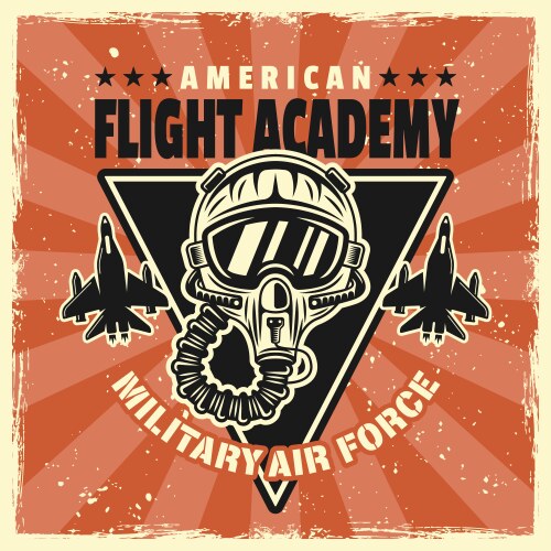 Flight academy emblem badge label logo Royalty Free Vector