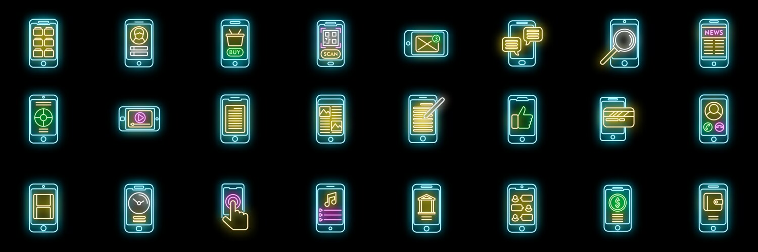 Neon Phone Icons Vector Images (over 18,000)