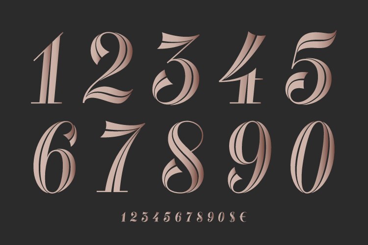 Number font numbers in classical french Royalty Free Vector