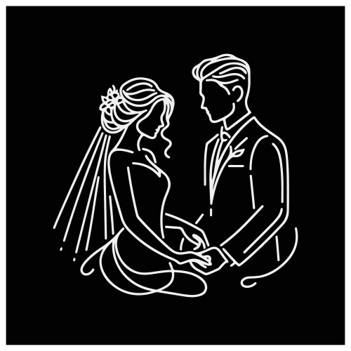 One continuous drawn line wedding from Royalty Free Vector