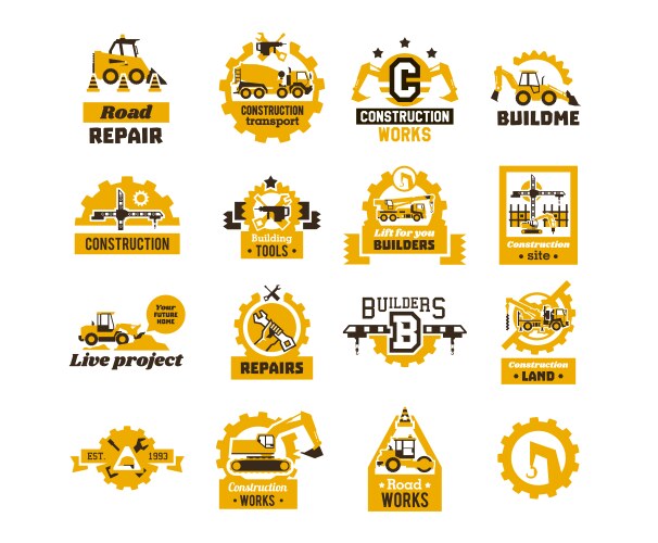Collection of logos construction Royalty Free Vector Image