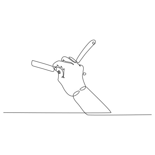 Continuous line drawing hand holding spray Vector Image