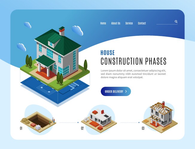 House construction phases infographics Royalty Free Vector