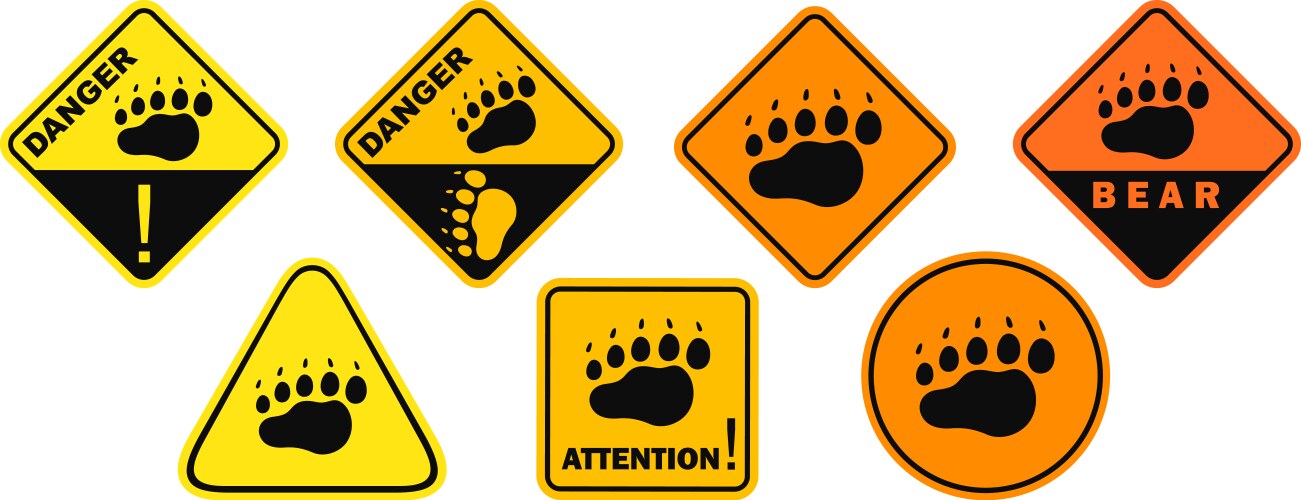Hazard warning signs caution icons Royalty Free Vector Image