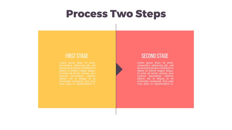 Business process chart with 2 steps options Vector Image