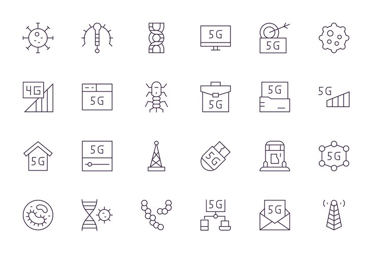 Cellular Network Icon Pack - Thin Line – Royalty-Free Vector | VectorStock