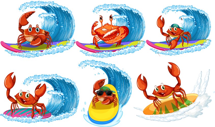 Cute hermit crab cartoon character at the beach Vector Image