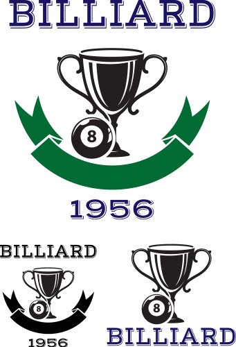 Billiard logo badge set balls design Royalty Free Vector