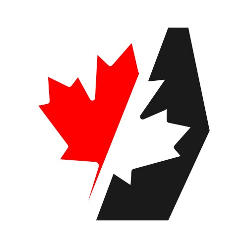 Dynamic maple leaf sport logo design Royalty Free Vector