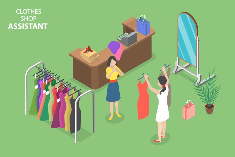 Assistant shop flat cartoon Royalty Free Vector Image