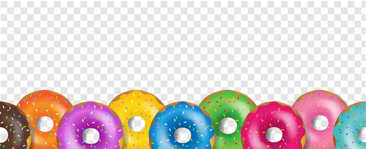 Bright donuts border isolated with white Vector Image