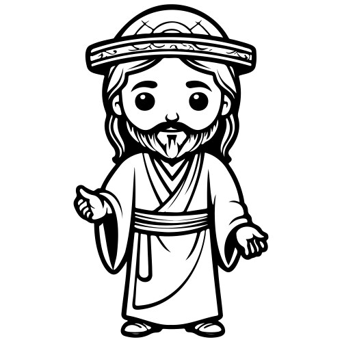 Cartoon jesus hand drawn line transparent Vector Image