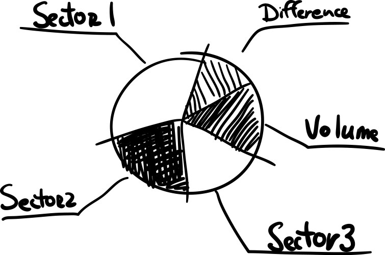 Decagon diagram divided on equal segments Vector Image