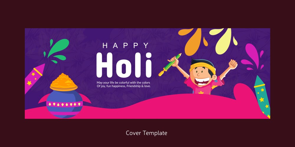 Happy holi cover page design Royalty Free Vector Image