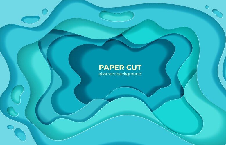 Paper cut sea background underwater ocean coral Vector Image