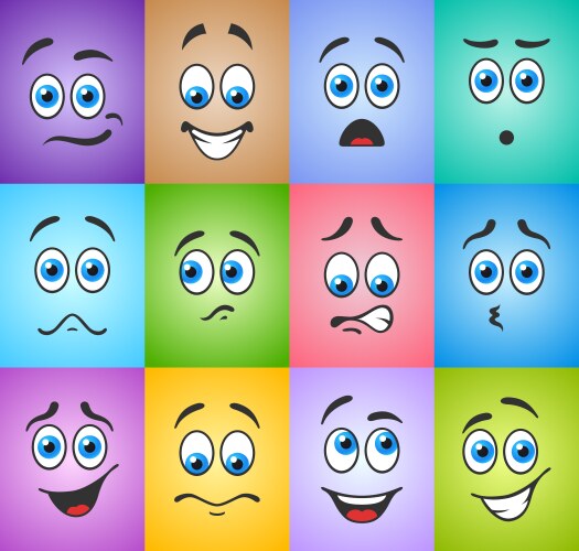 Blue eyes in different emotions Royalty Free Vector Image