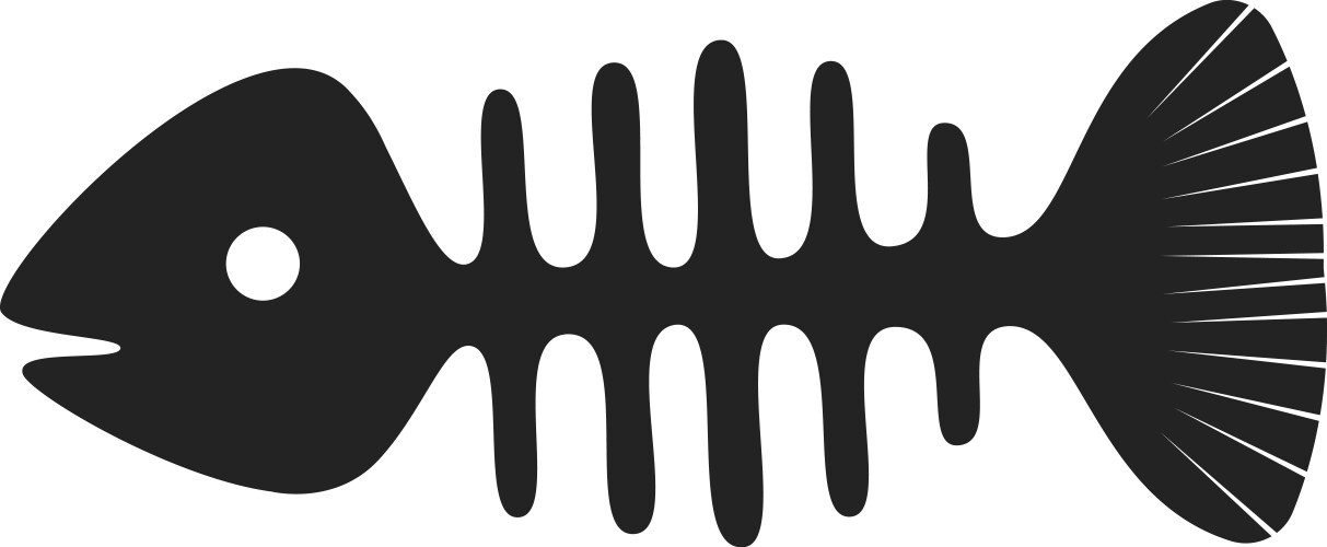 Black skeleton fish icon scary fishbone anatomy Vector Image