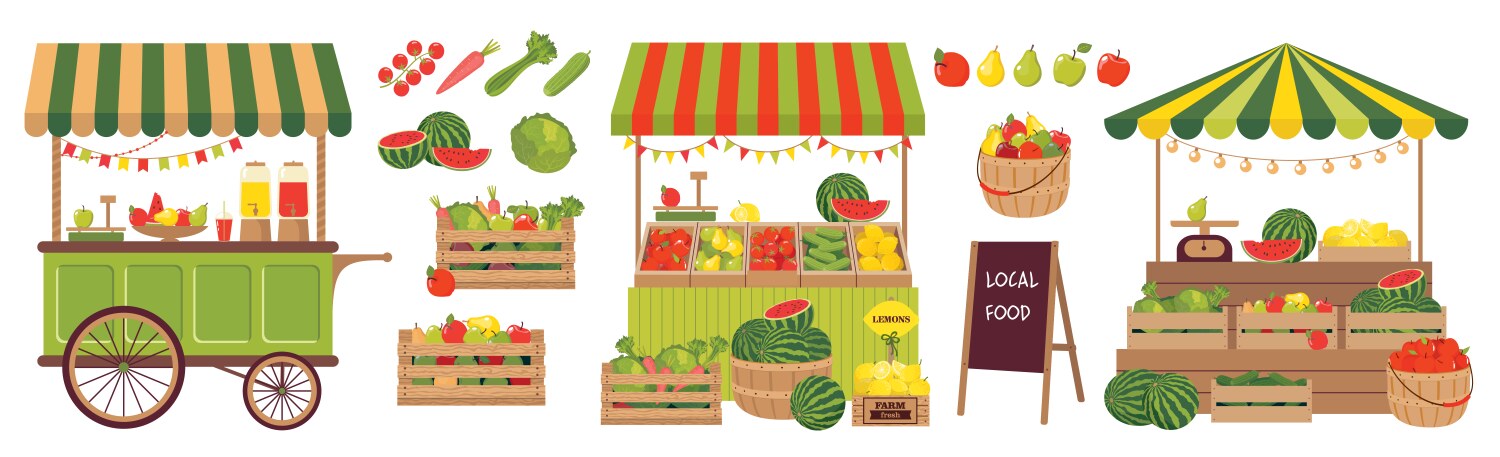 Fruit cart Royalty Free Vector Image - VectorStock