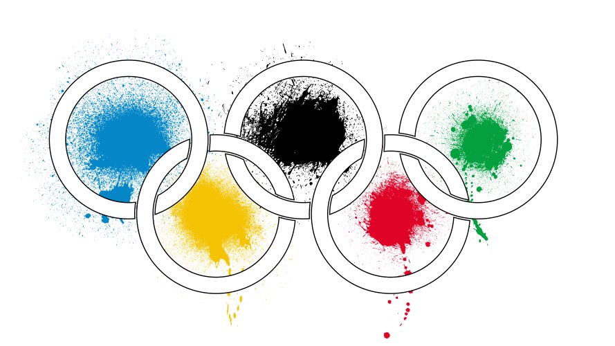 Background design with olympic color stripes rings