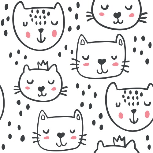 Cute Doodle Cats Faces Collection – Royalty-Free Vector | VectorStock