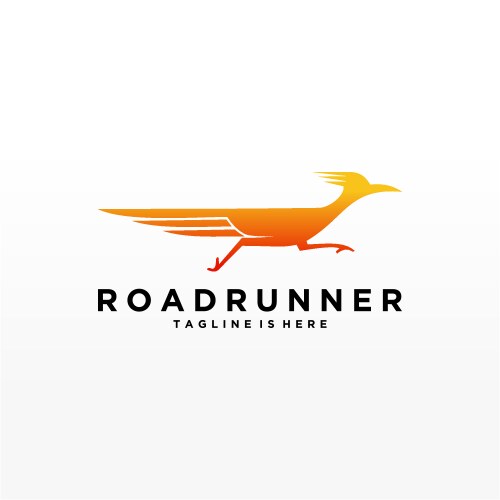 Cartoon roadrunner bird running on road Royalty Free Vector
