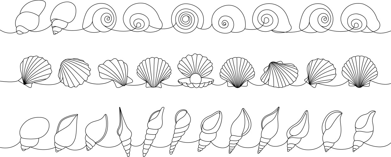 Underwater shell one line continuous drawing Vector Image