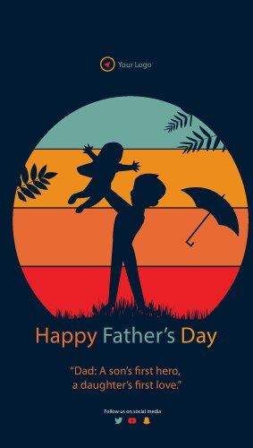 Happy fathers day portrait template Royalty Free Vector