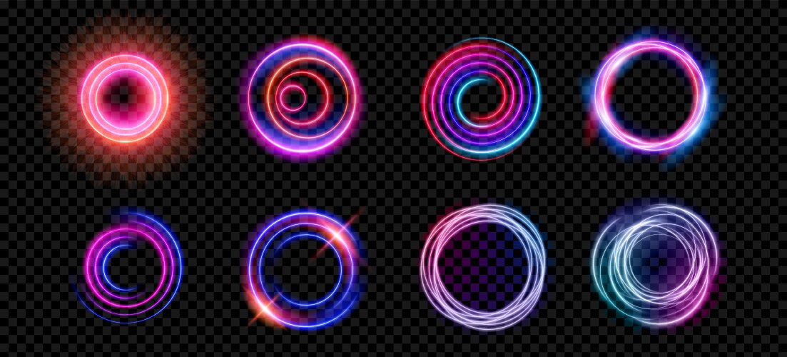 Neon light circle halo with overlay effect Vector Image