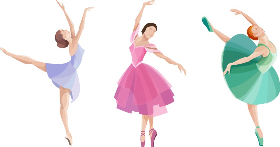 Set of graceful pretty young ballerinas in pink Vector Image Set of graceful pretty young ballerinas in pink Vector Image