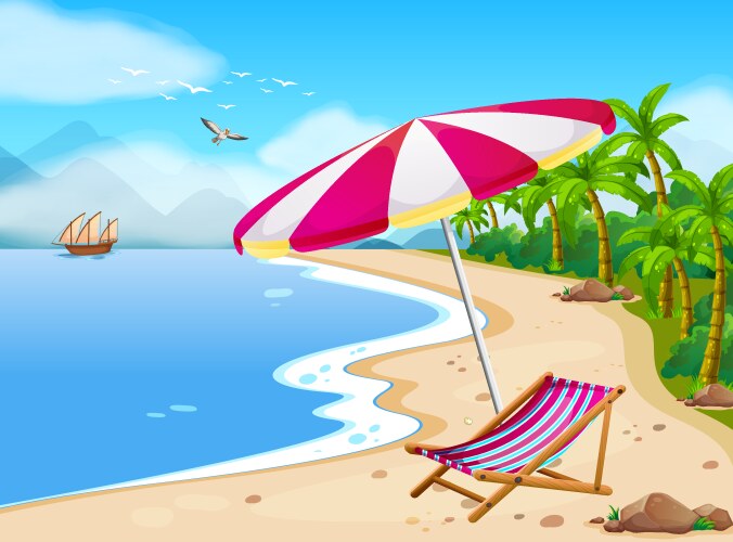 An ocean and a beach Royalty Free Vector Image