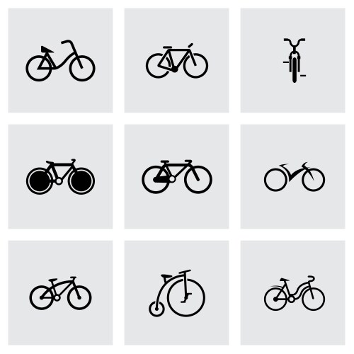 Black bicycle part icons set Royalty Free Vector Image
