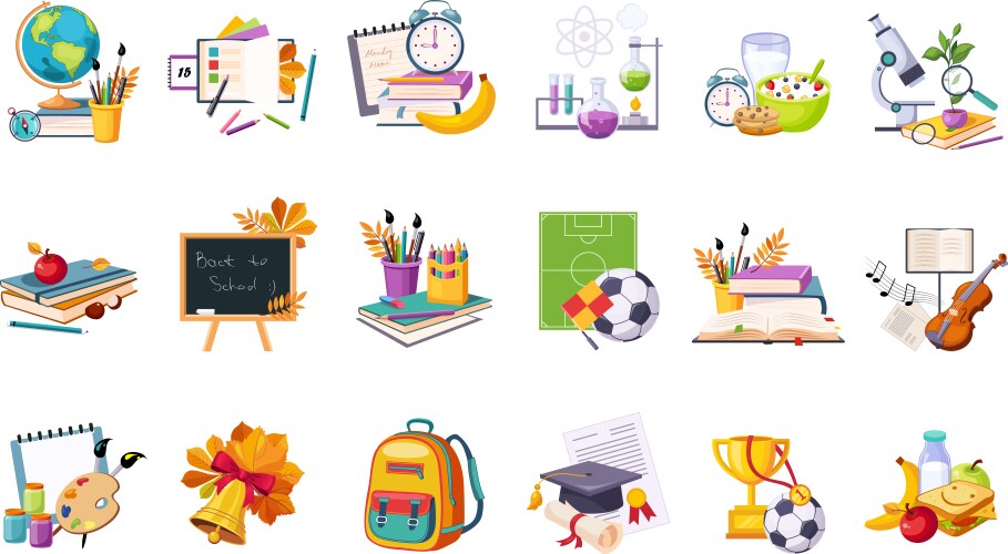 Set of yellow color objects primary colors Vector Image