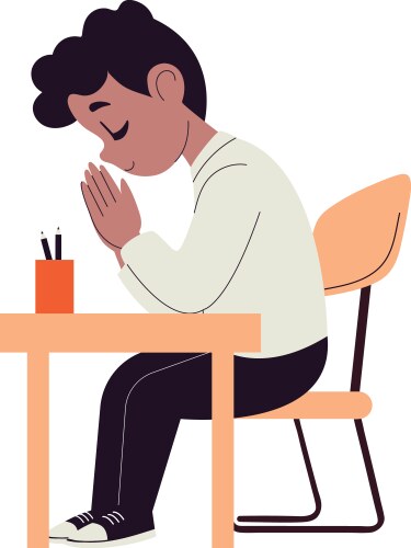 Student praying hands Royalty Free Vector Image