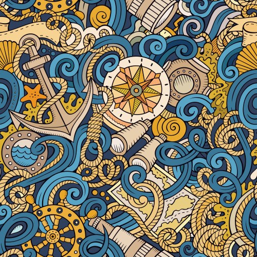 Seamless pattern with old nautical map Royalty Free Vector