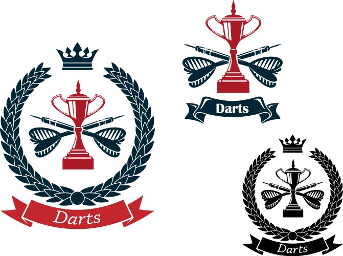 Darts emblems with arrows on shields Royalty Free Vector