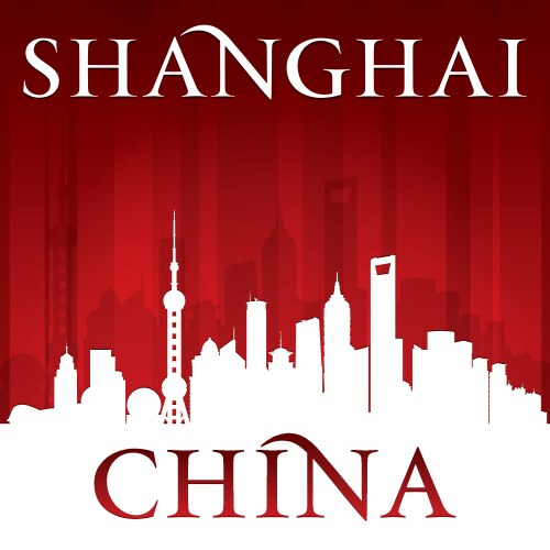 Shanghai china city skyline silhouette Royalty Free Vector