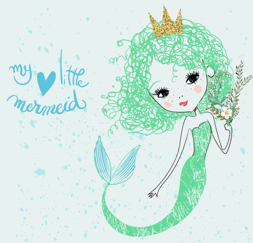 Cute cartoon mermaid Royalty Free Vector Image