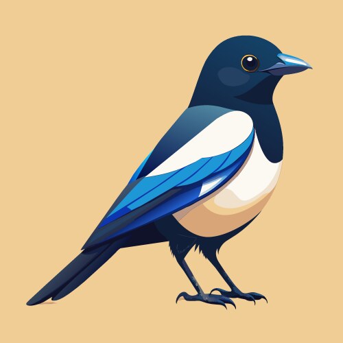 Cute magpie on a clean background silhouette Vector Image