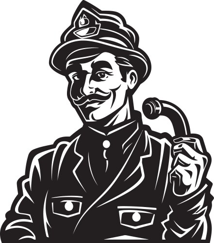 Firefighter forge logo of a skilled fireman Vector Image