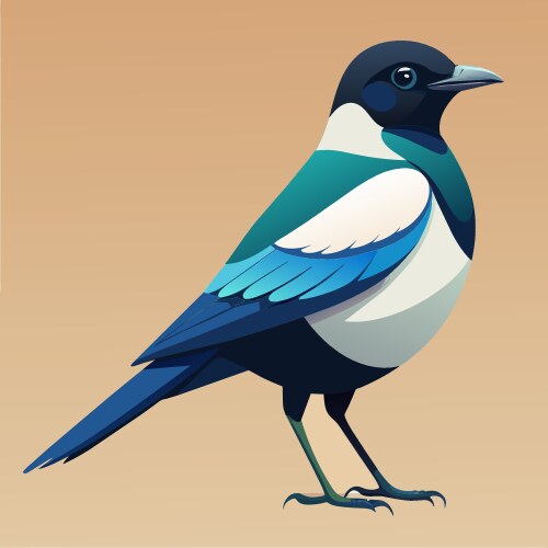 Cute magpie on a clean background silhouette Vector Image