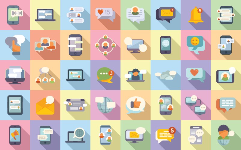 Text messaging flat icons 2 Royalty Free Vector Image