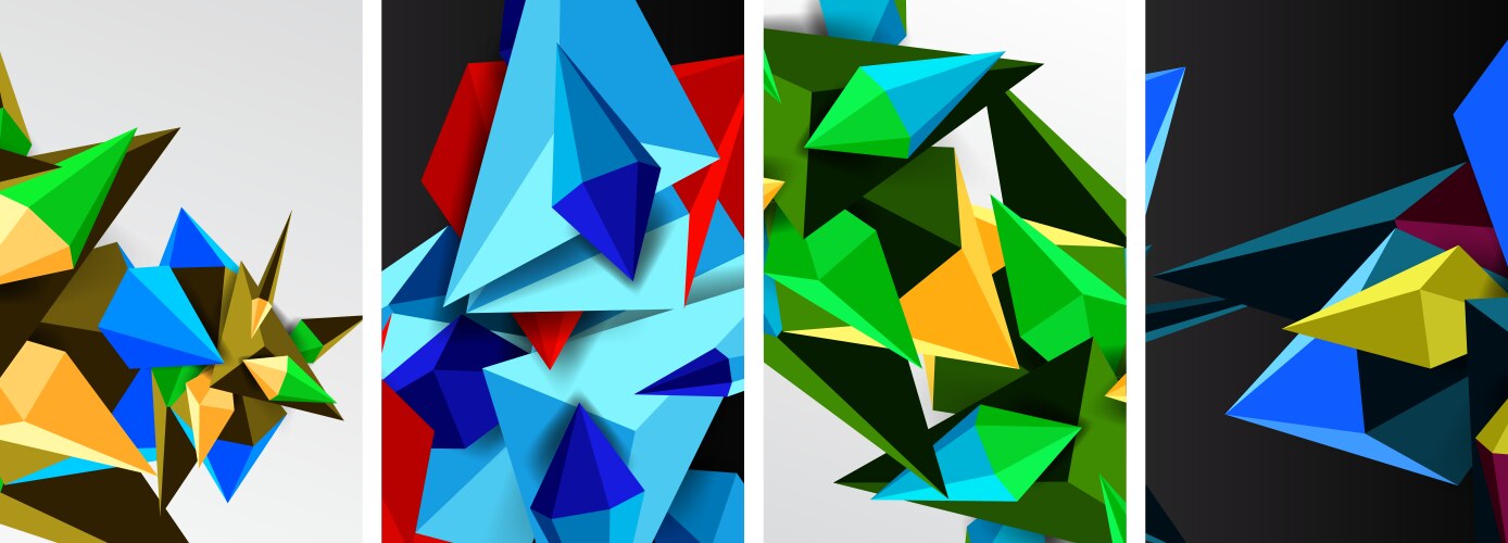 Set of triangle geometric low poly 3d shapes Vector Image